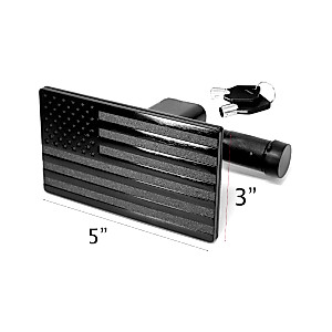 MULL USA Black Metal Flag Trailer Hitch Cover for 2" Receivers (with Locking Pin)