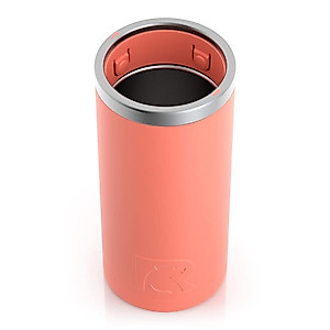 RTIC Skinny Can Cooler, Fits all 12oz Slim Cans, Coral, Insulated Stainless Steel, Sweat-Proof, Keeps Cold Longer