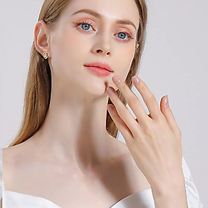 SNZM Stud Earrings for Women, S925 Sterling Silver Sunflower Earrings for Women, Dainty Heart Stud Earrings Ear Wrap Jewelry for Valentine's Day/Birthday Gift