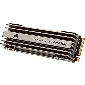 Corsair MP600 CORE 2TB M.2 NVMe PCIe x4 Gen4 SSD (Up to 4,950MB/sec Sequential Read & 3,700MB/sec Sequential Write Speeds, High-Speed Interface, 3D QLC NAND, Built-in Heatspreader) Aluminum