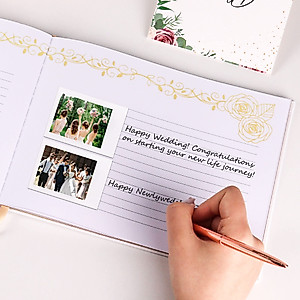 Vienrose Wedding Guest Book Set with A Pen and A Welcome Sign Registry Sign-in Book with 123 Blank Lined Pages Gilded Edges Hardcover Book for Wedding Baby Shower Birthday