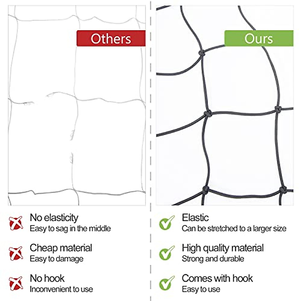 Trellis Net for Climbing Plants - Stretch to 5x5ft Elastic Grow Tent Scrog Net with 6 Hooks, Flexible Trellises Plant Growing Netting for Outdoor Garden Balcony Yard Plants