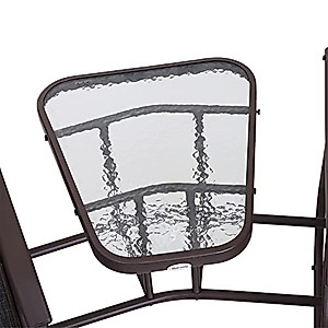 Outsunny Outdoor Glider Chairs with Coffee Table, Patio 2-Seat Rocking Chair Swing Loveseat with Breathable Sling for Backyard, Garden and Porch, Grey