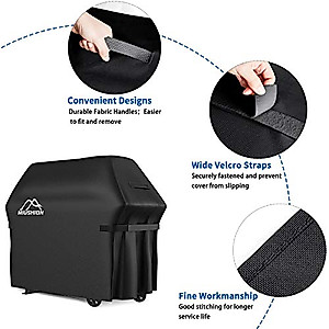 Miushion BBQ Grill Cover 58 Inch Heavy Duty Gas Outdoor Grill Cover for Weber, Brinkmann, Char Broil, Holland and Jenn Air etc. UV Fade/Rip Resistant, Waterproof (Black)