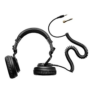 Hercules HDP DJ45: Closed-back headphones for DJs. Foldable, with pivoting earpieces and a 6.6-foot/2-meter cable
