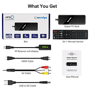 2025 Release Digital Converter Box for TV, OWERSLYN ATSC Digital TV Converter Box with TV Tuner, TV Recording&Playback, USB Media Player, HDMI/AV Output 1080P, Timer, 2in1 Remote, Digital Channel Free
