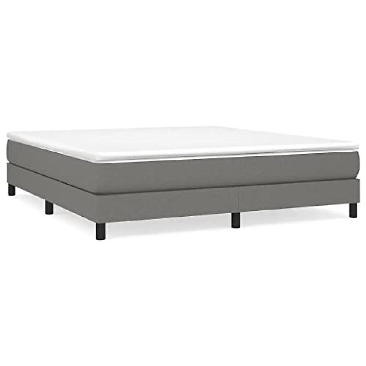 vidaXL Box Spring Bed Frame Home Indoor Bedroom Bed Accessory Wooden Upholstered Double Bed Base Furniture Dark Gray 76"x79.9" King Fabric