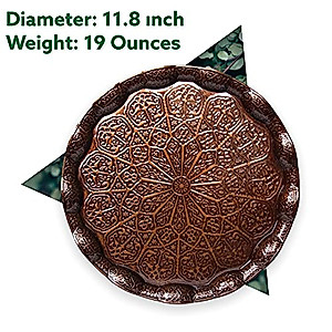 Turkish Ottoman Coffee Tea Beverage Serving Wavy Tray 35cm (Antique Copper)