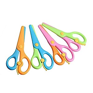 LovesTown Preschool Training Scissors,4Pcs Children Safety Pre-School Safety Scissors Art Craft Scissors