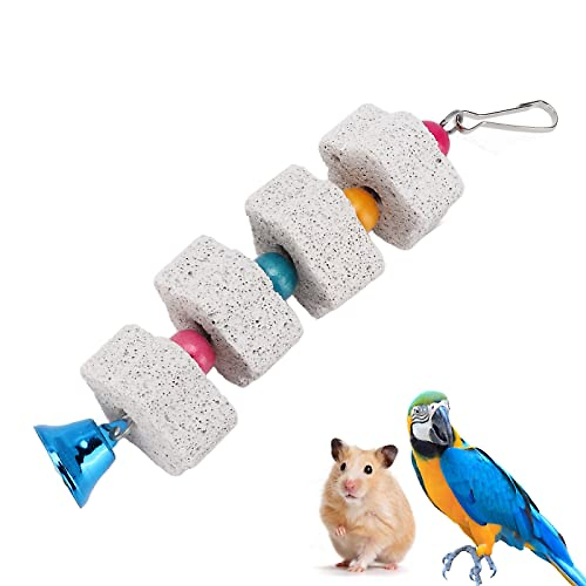 Tnfeeon Bird Beak Grinding Mineral Stone Colorful Bird Block Toys Parrot Break Grinding Stones Cages Bite Chew Training Toys Parrot