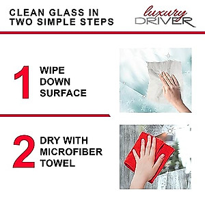 Glass Cleaner Car Wipes for Windows for Windshield for Mirrors Disposable and Streak Free Cleaning Wipes for Auto Glass or Kitchen and Home By Luxury Driver - Auto Ocean Breeze (90 Ct Canister)