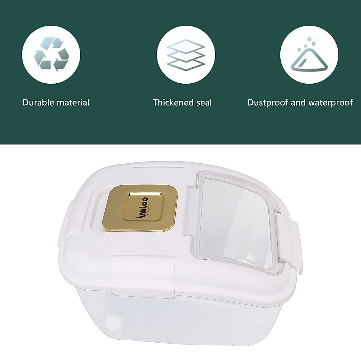 TOPINCN Airtight Rice Storage Container, Bulk Food Container Bin with Measuring Cup, for Rice Flour Cereal Pet Food Storage (5KG)