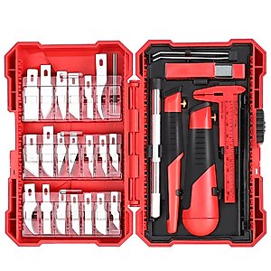 FASTPRO 40-Piece Precision Hobby Knife Set, 3pcs Craft Knife with 33pcs Blades, Exacto Knife Set Included Tweezers, Grindstone, Steel Ruler, Vernier Caliper and Storage Case