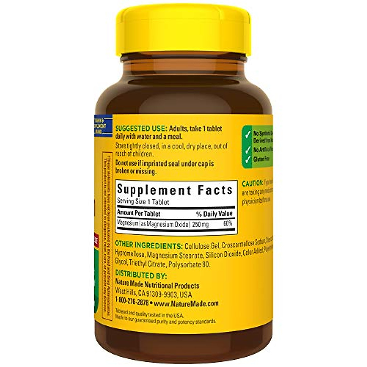 Nature Made Magnesium Oxide 250 mg, Dietary Supplement for Muscle Support, 200 Tablets (Pack of 3)