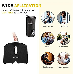 Carttiya Seat Cushion, Office Chair Cushions for Long Sitting, Non-Slip Extra Dense Wide Large Memory Foam Chair Pad for Tailbone, Coccyx, Sciatica, Back Pain Relief, Car & Chair Thick Pad for Hip