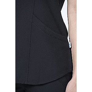 V-Neck Jogger Scrubs for Women Set 6 Pocket 4-Way Stretch for Medical Dentist Spa Elements Select ES2936 (Black, X-Small Tall)