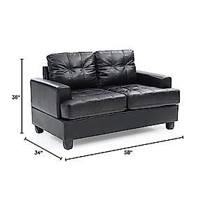 Glory Furniture Sandridge Faux Leather Loveseat in Black