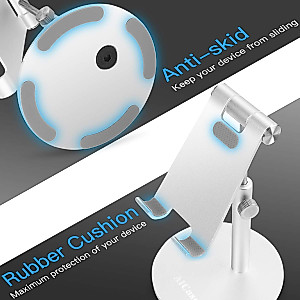 AICase Telescopic Adjustable iPad Holder,Universal Multi Angle Aluminum Stand Compatible with iPhone Smart Cell Phone/Tablet/iPad(4-13 inch), Silver