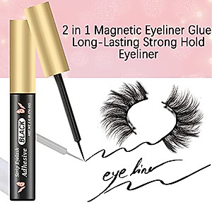 Magnetic Eyeliner 3PCS Smudge Resistant Magnetic liner,Works with All Magnetic Eyelashes,No iron powder and Natural Look,Easy to apply and No Glue needed (3PCS, Gold+Black)
