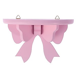 DOITOOL Wooden Floating Shelves Wall Mounted Butterfly Semicircle Wall Shelf Home Decoration Rack, Nordic Style Decorative Shelves for Bedroom, Living Room, Kitchen, Office (Pink)