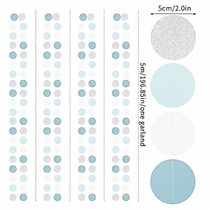 Light Baby Blue White Silver Party-Decoration Garland - 52ft Baby Boy Shower Birthday Streamers,Graduation Bachelorette Bridal Christmas Banner Decor Lasting Surprise