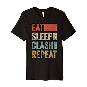 Eat Sleep Clash Repeat Vintage Gaming Clan Retro Clash Premium T-Shirt