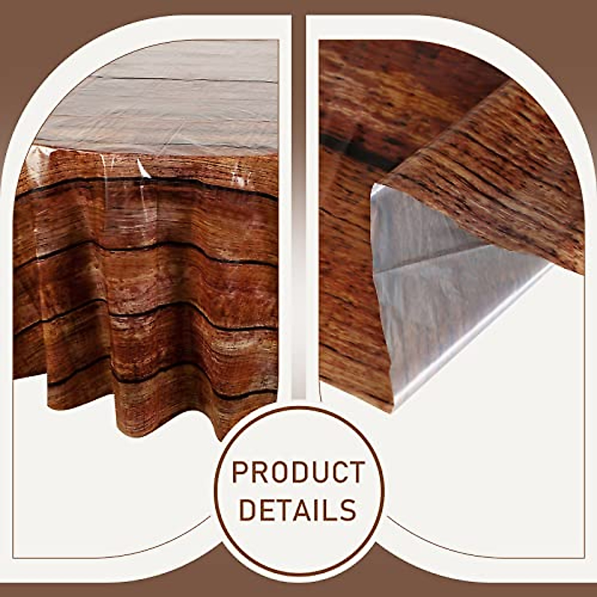 Remagr 3 Pack Wood Grain Round Tablecloth 84 Inch Waterproof Stain Resistant Polyester Table Cloth Disposable Stripe Cover for Baby Shower Birthday Dining Buffet Party Picnic Decor