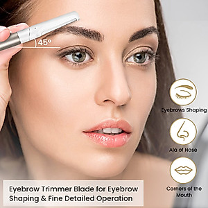 Dermaplaning Tool for Face Exfoliation, with 20 Replaceable Blades, Facial Shaver/Eyebrow Razor, Peach Fuzz Removal Eyebrow Shaper for Women, Easy to Use Dermaplaner Help Exfoliate and Smooth Skin