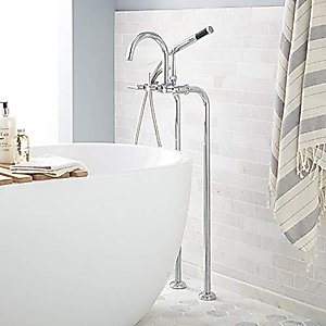 Signature Hardware 913704-31 31-1/2" Sebastian Floor Mounted Tub Filler Faucet - Includes Hand Shower, Valve Included