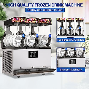 BZD Commercial Slushie Machine - 1450W 45L Tanks Commercial 110V Slushy Maker Machine 304 Stainless Steel Margarita Machines Efficient Cooling The Ideal Slushie Machine for Bars Cafes Restaurants