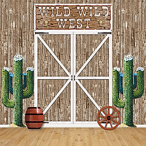 Beistle 6' x 5' Rustic Western Barn Door Photography Background Farm Theme Photo Shoot Backdrop For Birthday, Baby Showers, Wedding Day Décor, Brown/White/Black