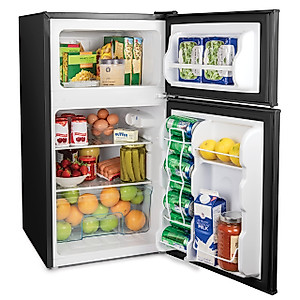 Igloo 3.2 Cu. Ft. Double Door Refrigerator with Freezer, Adjustable Temperature Control Down to 32 Degrees, Removable Glass Shelves, Perfect for Homes, Offices, Dorms, Apartments, Garages, Black