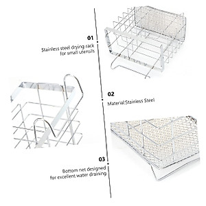 PACKOVE Drying Rack Holder Countertop Stainless Steel Sponge Holder Metal Utensil Drying Rack Flatware Storage Mesh Metal Chopsticks Chopstick Utensil Holder Steel Wire Dryer