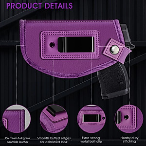 Gun Holster for Women/Men, Universal IWB Holsters for Concealed Carry, Pistols Holster Right/Left Handed, Fits S&W M&P Shield 9/40 9mm P320 Glock 17 19 26 27 42 43, Similar Handguns