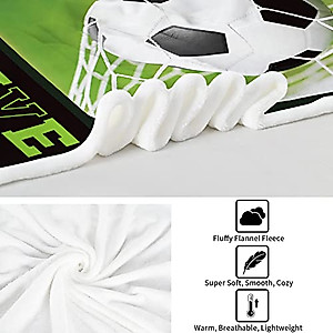 Soccer Throw Blankets Kids Throw Blankets Soccer Soft Flannel Soccer Ball Blanket Green Cozy Fluffy Fuzzy Soccer Lover Gift Blankets for Toddler Boy Men Soccer Team Player Birthday Sofa 40x50 Inch