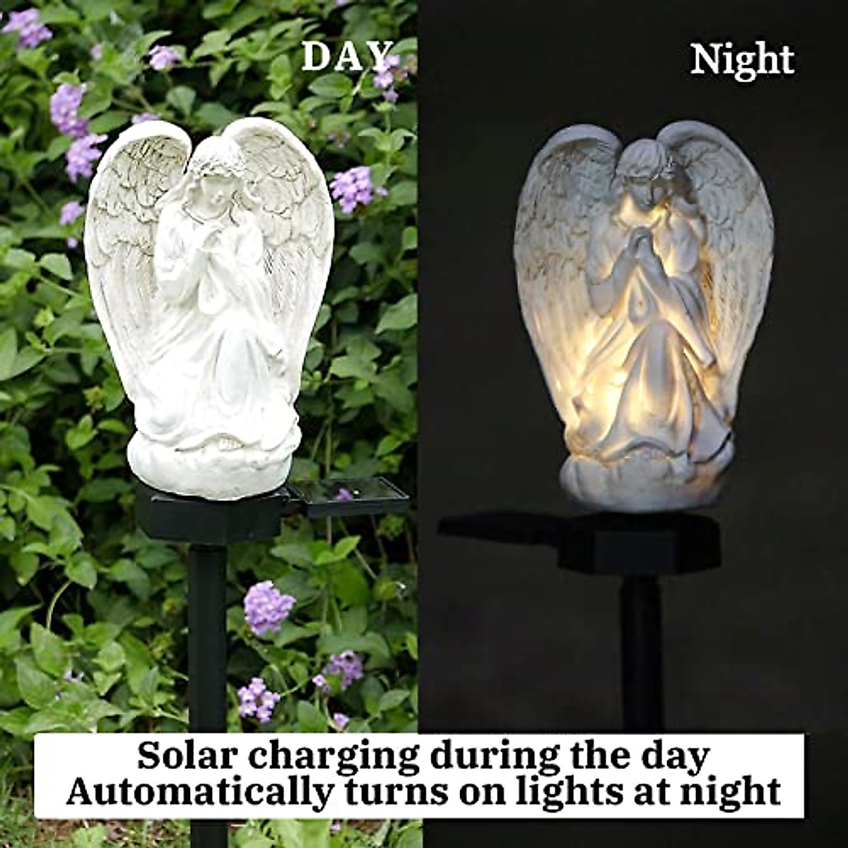 XURLEQ Garden Solar Light Outdoor Decor, Resin Angel Solar LED Light for Outdoor, Waterproof Light for Flower Fence Lawn Passage Walkway Courtyard Party Decoration, Angel