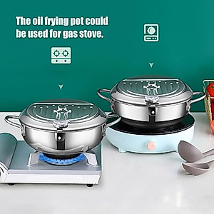 Japanese Deep Fryer Pot, Detachable Multifunctional 28cm Japanese Tempura Deep Fryer Pot 201 Stainless Steel for French Fries