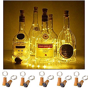 Decorman 10 Pack Solar Powered Wine Bottle Lights, 10 LED Waterproof Copper Cork Shaped Lights for Wedding/Christmas/Outdoor/Holiday/Garden/Patio/Yard/Pathway Decor (Warm White)