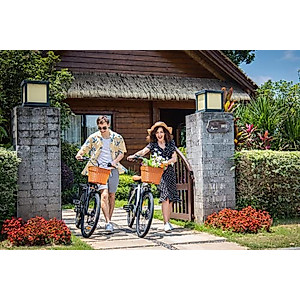 KORNORGE Electric Bike for Adults - 26" City Commuter Ebike, 350W Motor with Removable Battery, Shimano 6-Speed and Dual Shock Absorber, Electric Cruiser Bike with Basket for Female Male. Black