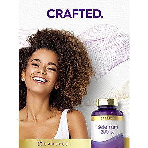 Yeast Free Selenium Supplement | 200mcg | 300 Capsules | Vegetarian, Non-GMO, and Gluten Free Mineral Formula | L-Selenomethionine | Value Size | by Carlyle