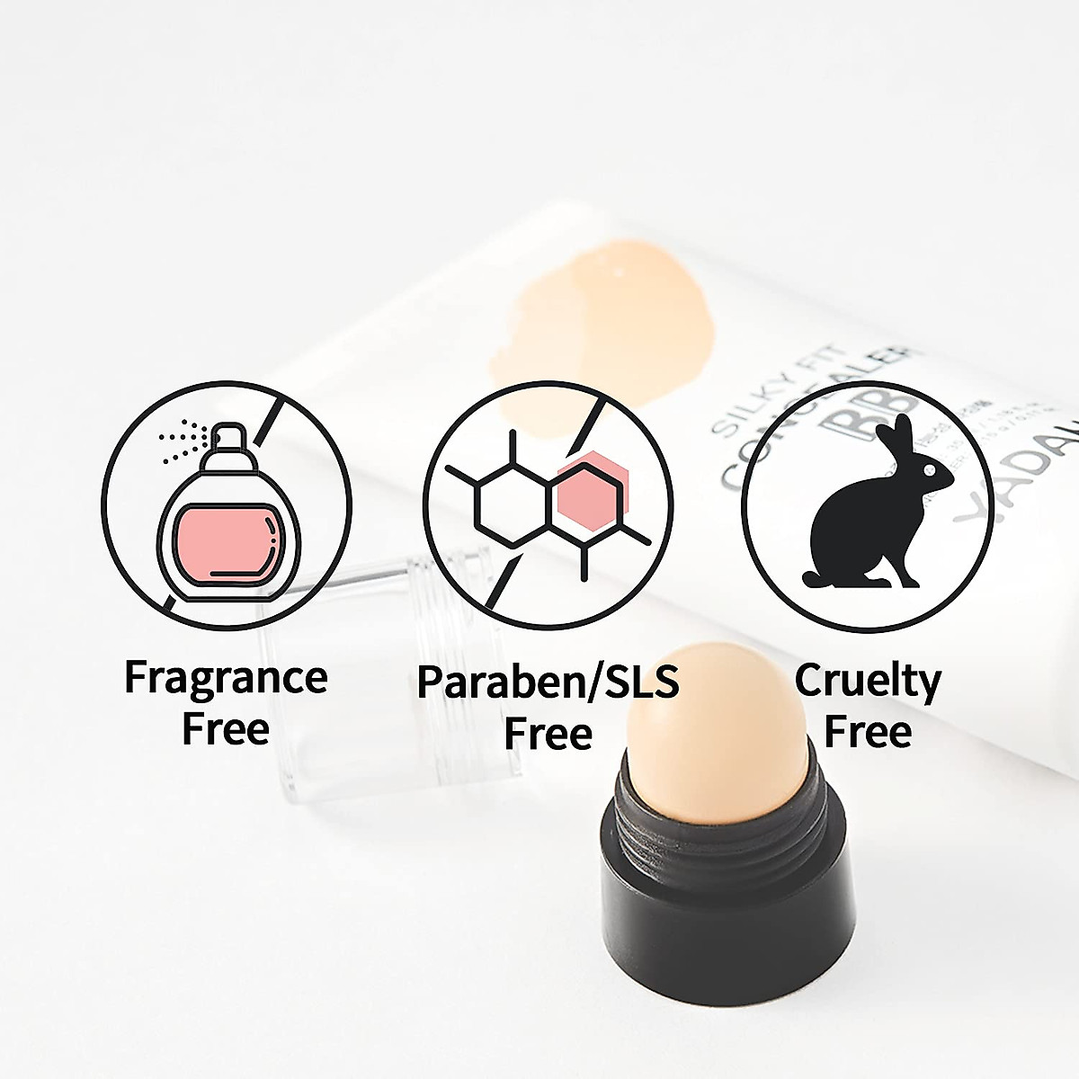 YADAH Silky Fit Concealer BB Power Brightening 1.18 Ounce 21 Light Beige, 2 in 1 Base Makeup Natural Ingredients Foundation Cream