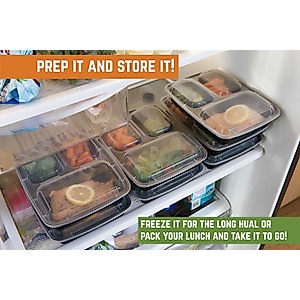 Meal Prep Haven Stackable Reusable 3 Compartment Food Containers with Lids, Set of 7
