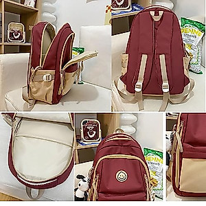 srdmuph Kawaii Backpack with Cute Accessories Pendant Travel Casual Daypack Large Outdoor Laptop Bag Waterproof (Black)