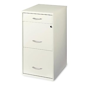 Hirsh Industries Space Solutions Metal 3 Drawer File Cabinet with Pencil Drawer Pearl White