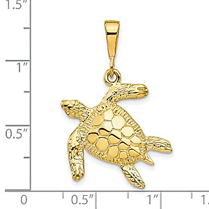 FindingKing 10K Yellow Gold Turtle Charm Sea Life Polished Jewelry!