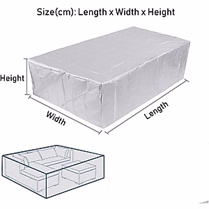 LSYALUCK Outdoor Sofa Cover, Heavy Duty Waterproof Patio Oversized Sectional Cover, Rectangle Patio Ottoman Cover, Patio Side Table Cover, for Loveseat & Bench 70x70x70cm