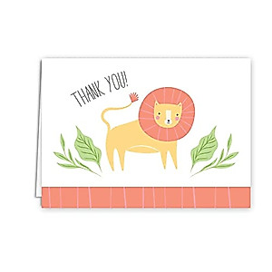 Jungle Animal Baby Child Thank You Greeting Cards / 36 Note Cards / 6 Safari Thanks Designs
