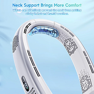 Neck Fan - Portable Neck Fans That Blow Cold Air Rechargeable, 7000mAh Cooling Personal Around the Neck Fan with 360° Airflow & LED Display for Hot Flashes, Ball Games, Disneyland