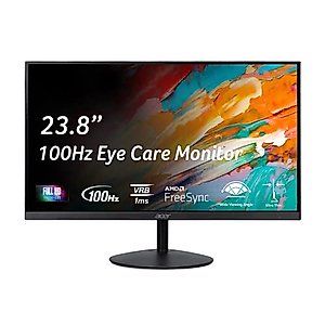 Acer SB242Y EBI 23.8" Full HD (1920 x 1080) IPS Zero-Frame Gaming Office Monitor | AMD FreeSync Technology | Ultra-Thin Stylish Design | 100Hz | 1ms (VRB) | Low Blue Light | Tilt | HDMI & VGA Ports