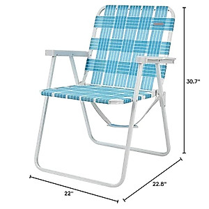 #WEJOY High Back Outdoor Webbed Lawn Concert Beach Folding Chair with Hard Arms Shoulder Strap Pocket for Adults Camping Festival Sand